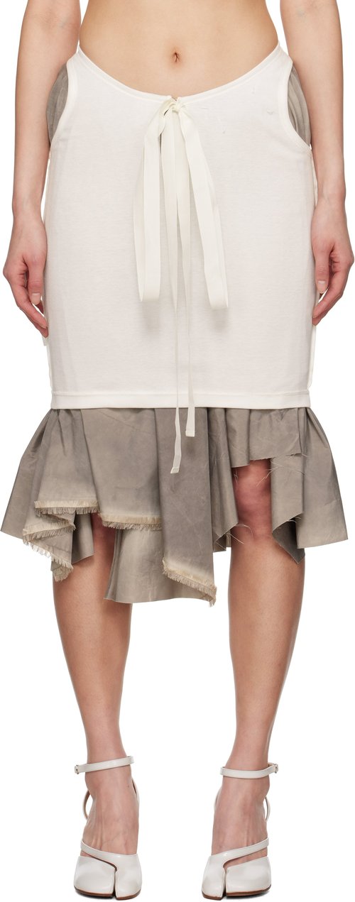 Maison Margiela Gray & White Décortiqué Midi Skirt 'Grey and Off Whi ...