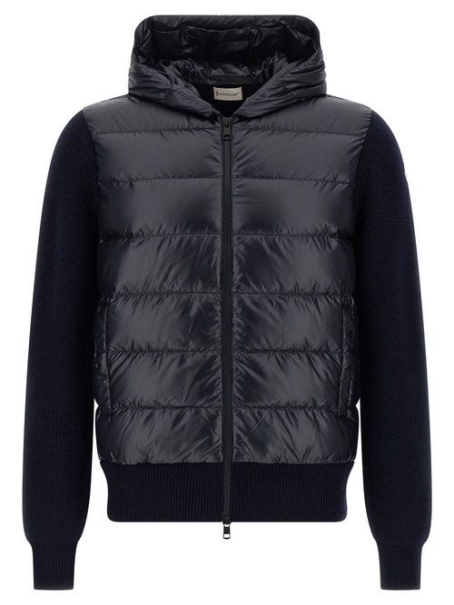 Moncler Navy Padded Wool Zip-Up Down Jacket '- Dark Navy Blue ...