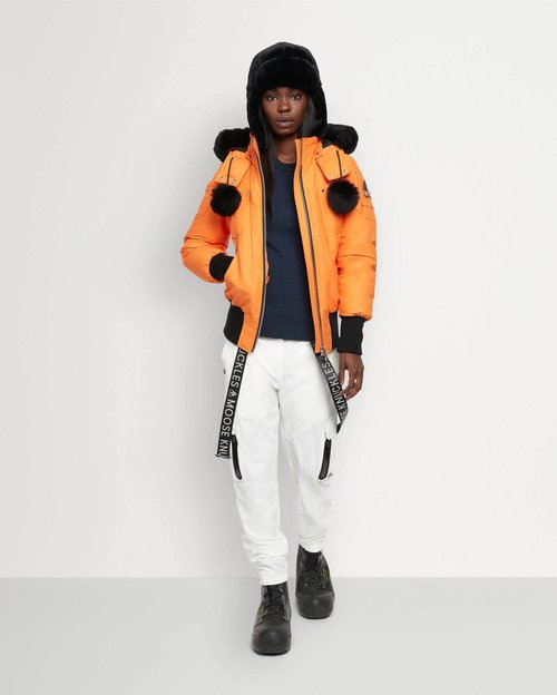 Moose Knuckles Orginal Debbie Shearling Bomber Jacket 'Orange Peel ...