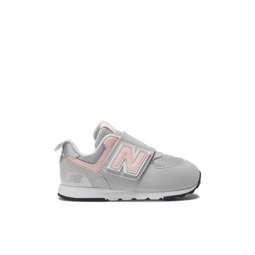 New Balance 574 NEW-B Hook & Loop 'Grey/Pink' - NW574PKM | Solesense
