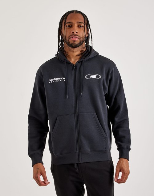 New Balance Core Plus Full-Zip Fleece Hoodie 'Black' - MJ53828-BK ...