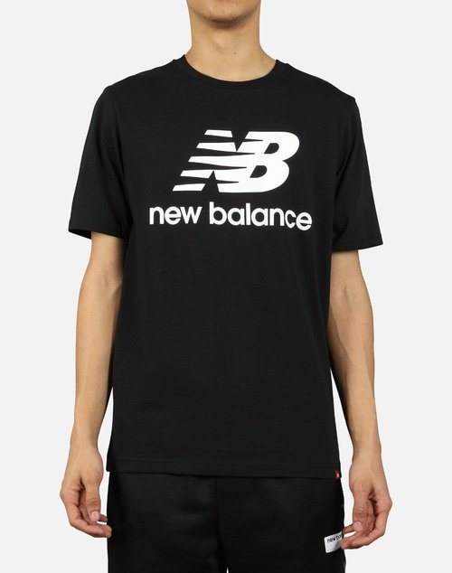 New Balance ESSENTIALS STACKED LOGO TEE 'Black' - MT91546-BK | Solesense