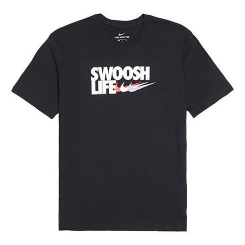 Nike Alphabet Logo Round Neck Short Sleeve Tee 'Black Swoosh Life' - CU0088-010 | Solesense