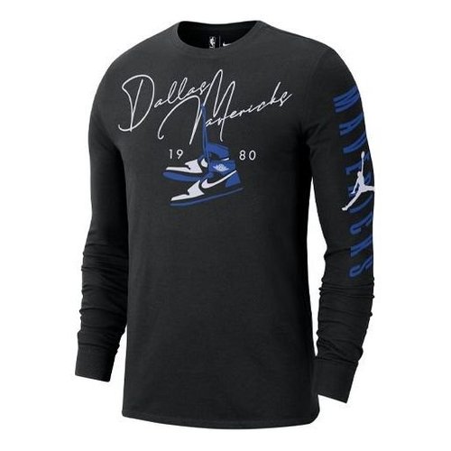 Nike Casual Round Neck Pullover Printing Long Sleeves T-Shirt 'Black ...