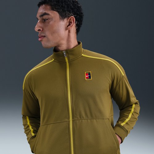 Nike Court Heritage Tennis Jacket 'Olive Flak Saffron Quartz' - FZ6925 ...