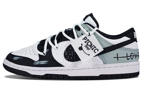 Nike Dunk Low Retro 'Black White Green Deconstructed Double Strap ...