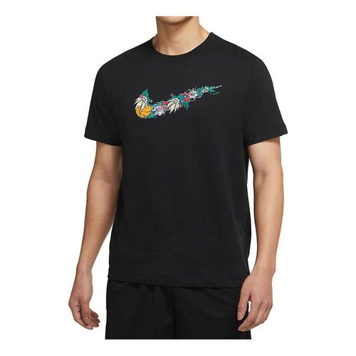 Nike Flowers Large Logo Casual Sports Solid Round Neck Short Sleeve ...