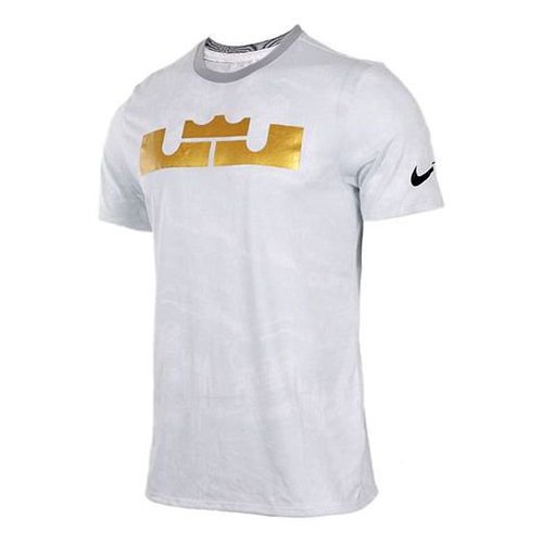 Nike Lebron James Logo Printing Round Neck Short Sleeve Gray 'White' - 906156-100 | Solesense