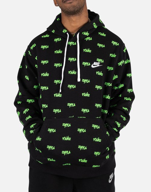 Nike NSW CLUB SCRIPT HOODIE 'Black/Mean Green-White' - DC8090-010 ...