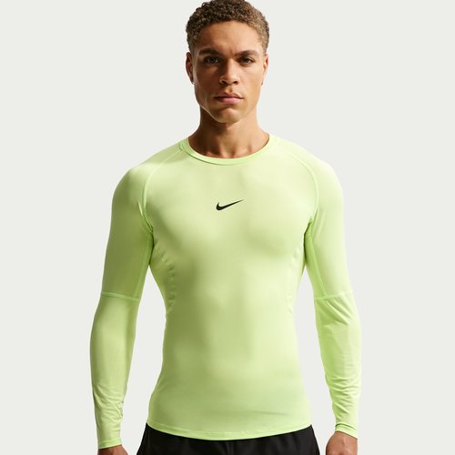 Nike Pro Dri-FIT Tight Long-Sleeve Fitness Top 'Light Liquid Lime/Black ...
