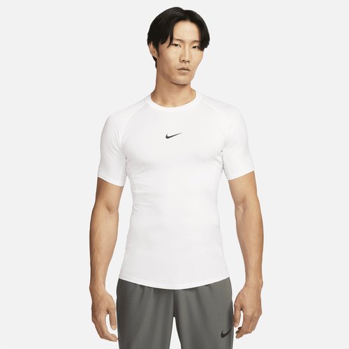 Nike Pro Dri Fit Tight Short Sleeve Fitness Top Whiteblack Fb7932 100 Solesense