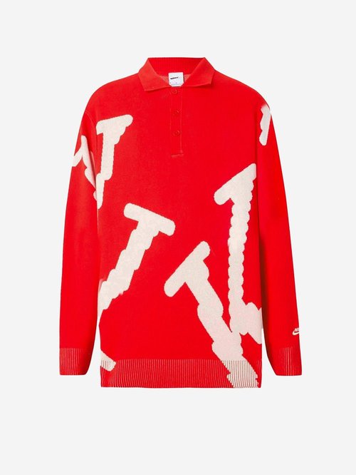 Nike Red rugby jersey with graphics and Swoosh - HV1436-657 | Solesense