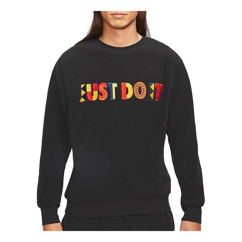Nike Round Neck Multi-Color Embroidered logo Pullover 'Black' - CW1679 ...
