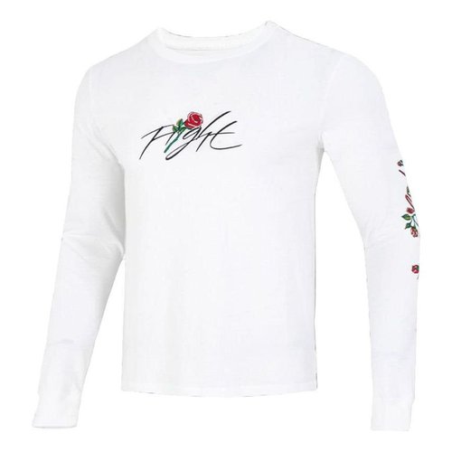 Nike Sleeve Side Flowers Logo Printing Round Neck Long Sleeves White - DQ7387-100 | Solesense