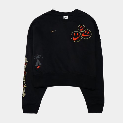 Nike Smiley Fleece Crew 'Black' - DQ3543-010 | Solesense
