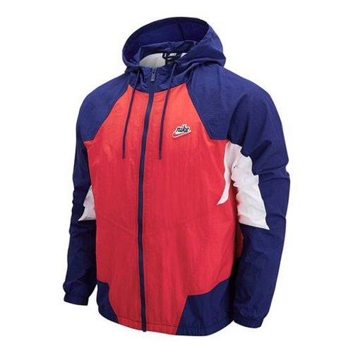 Nike Splicing Colorblock Windproof Woven Hooded Jacket University 'Red ...
