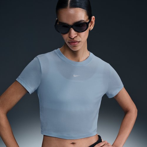 Nike Sportswear Chill Knit Cropped T-Shirt 'Blue Tint/Sail' - HF9538 ...