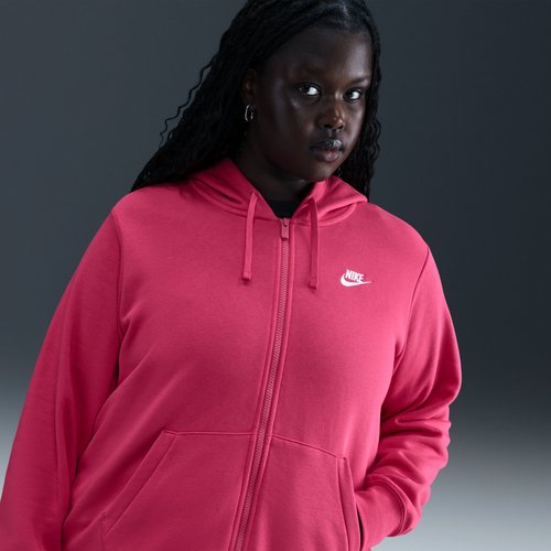 Nike Sportswear Club Fleece Full-Zip Hoodie Plus Size 'Rush Pink/White ...