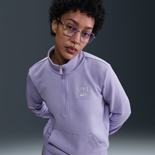 Nike Sportswear Club Fleece Mock-Neck 1/2-Zip Graphic Top 'Lilac Ice ...