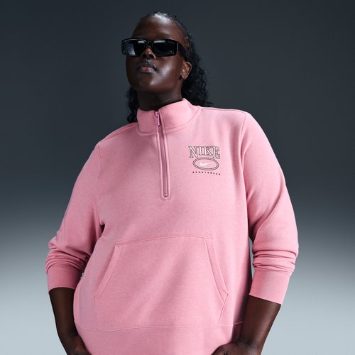 Nike Sportswear Club Fleece Mock-Neck 1/2-Zip Graphic Top Plus Size ...