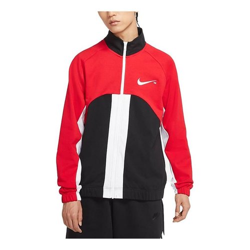 Nike Sportswear Swoosh Contrast Color Stitching Knit Stand Collar Logo ...