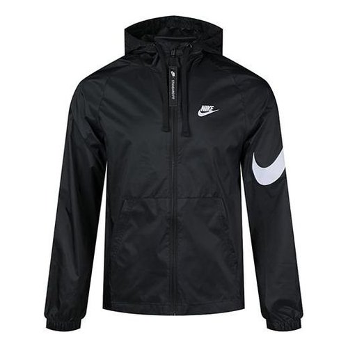 Nike Sportswear Swoosh Full-length zipper Cardigan Hooded Jacket 'Black ...