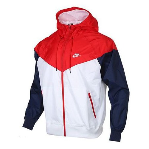 Nike Sportswear Windrunner Colorblock Hooded Jacket Red White 'RED ...