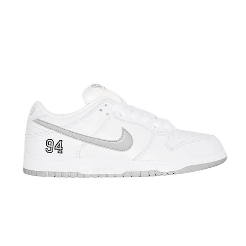 Supreme x Nike SB Dunk Low 'White Metallic Silver' - HQ8487-100 | Solesense