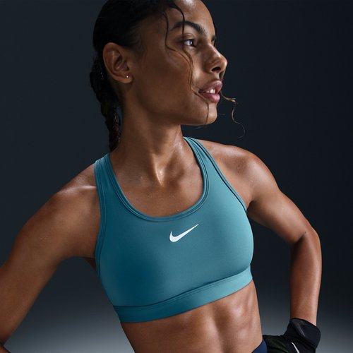 Nike Swoosh Medium Support Padded Sports Bra 'Smokey Blue/White ...