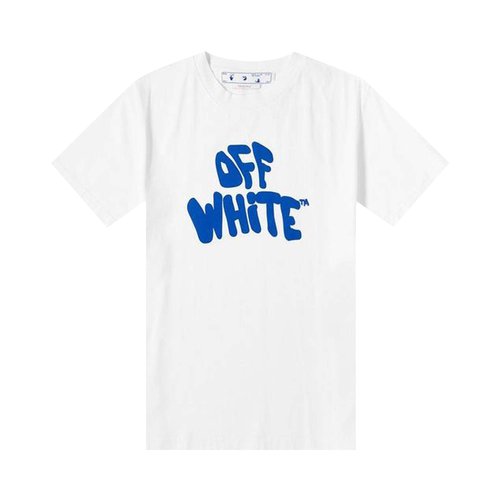 OFF-WHITE 70s Type Logo Casual Tee 'White/Blue' - OWAA089S23JER0170145 ...