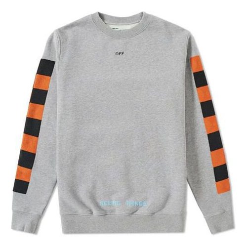 OFF-WHITE Back Printing Plaid Round Neck Pullover Version Gray 'Grey ...