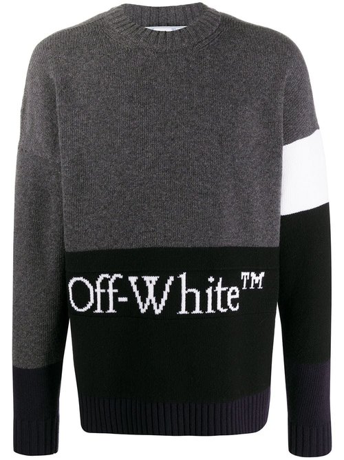 OFF-WHITE Color Block Logo Sweater 'Dark Grey/White' | Solesense