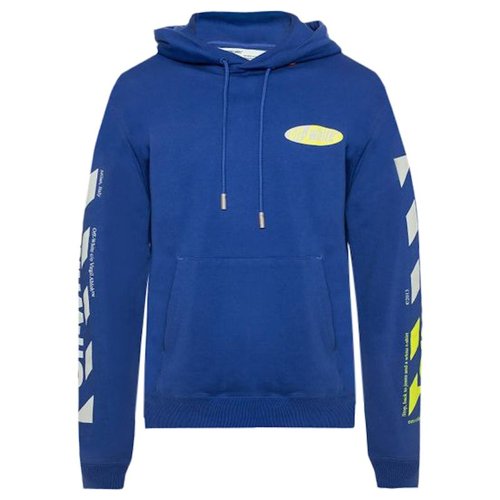 OFF-WHITE OFFWHITE Diagonal Split Logo Hoodie 'Blue' | Solesense