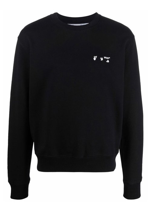 OFF-WHITE Logo Slim Crewneck 'Black/White' - OMBA025F21FLE0011001 | Solesense