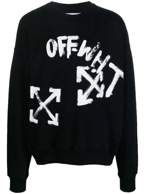 OFF-WHITE OFFWHITE Paint Script Skate Crewneck Sweatshirt 'Black/White ...