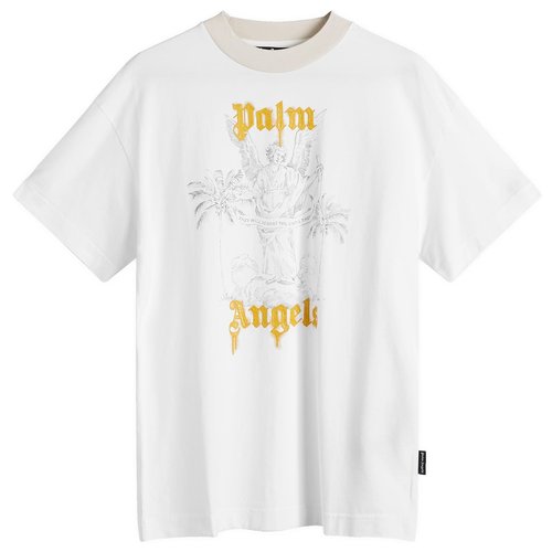 Palm Angels Angel Pencil Tee 'White/Light Orange ...