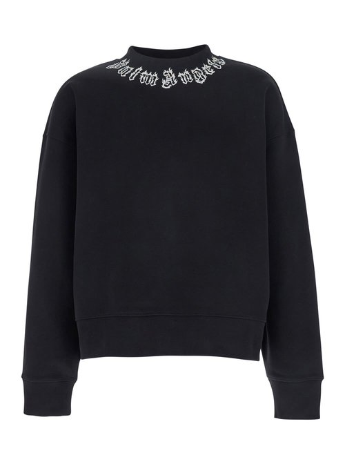 Palm Angels Neck Logo Crew 'Black/Off White' - PMBA026S25FLE0021003 ...