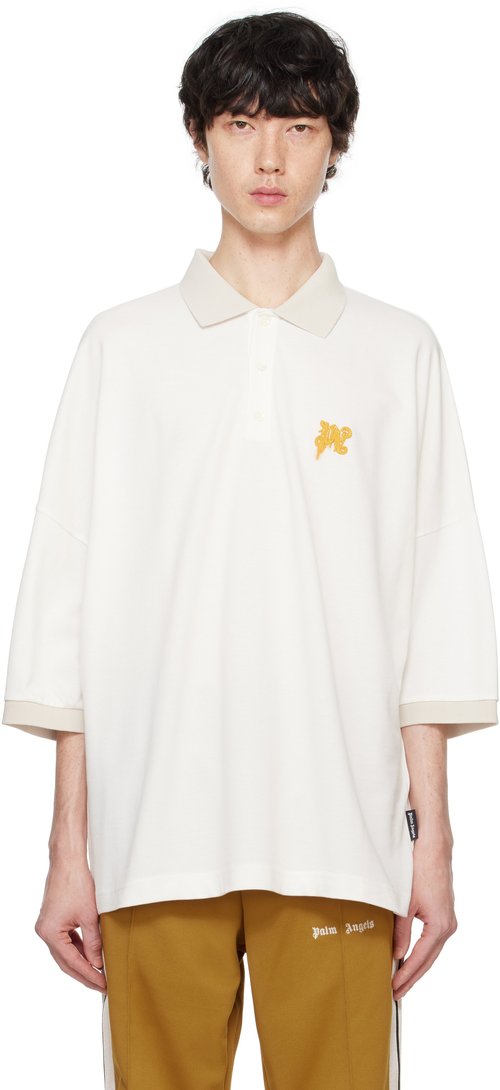 Palm Angels Off-White Angel Pencil Polo 'Off White Light Or' - PMGB026F24FAB0030322 | Solesense