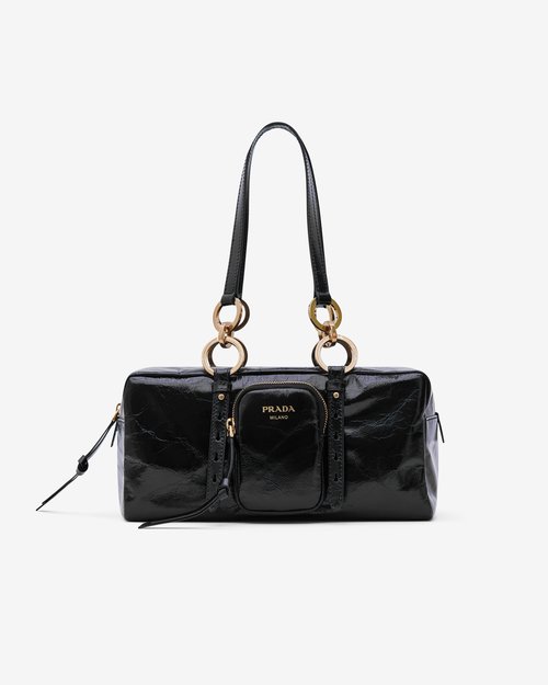 Prada Dangle Medium Leather Top-handle Bag 'Black' - 1BB138 | Solesense
