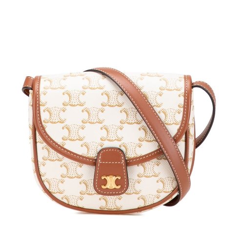 Pre-owned CELINE Mini Triomphe Coated Canvas Besace Crossbody Ladies U ...