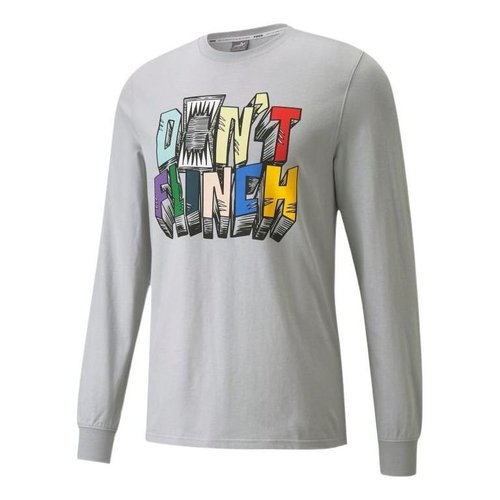 PUMA Scouted Funny Alphabet Printing Sports Round Neck Long Sleeves Gray 'TAN' - 532121-01 ...