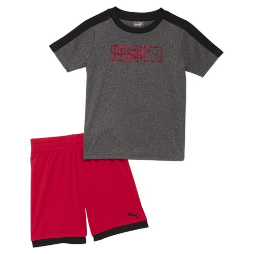 PUMA Two Piece Interlock Crew Neck Short Sleeve T-Shirt & Shorts Set ...