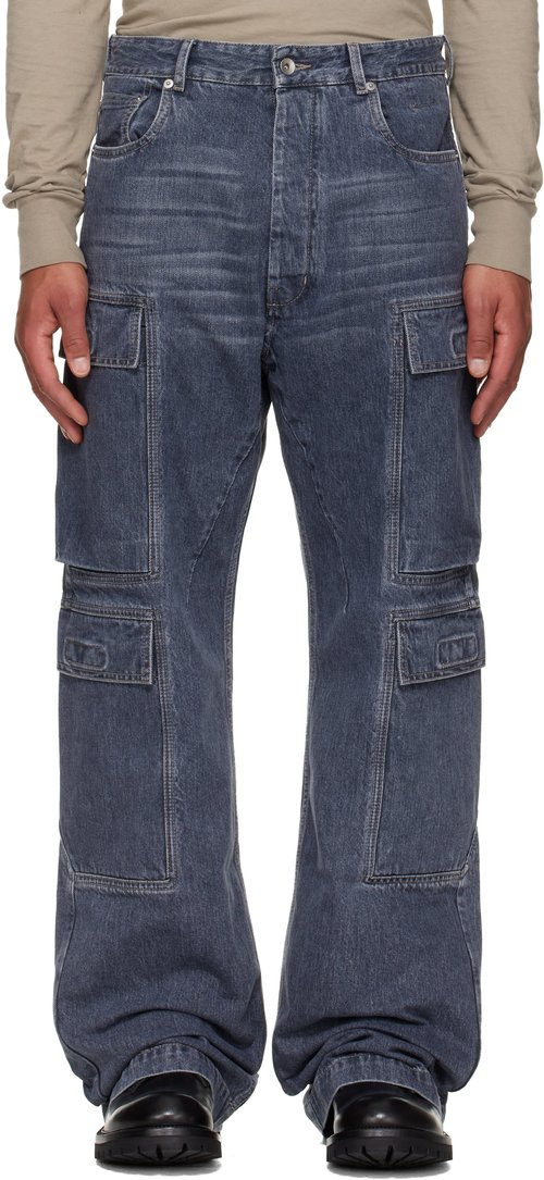 Rick Owens DRKSHDW Blue Concordians Double Cargo Jeans 'Washed Grey ...