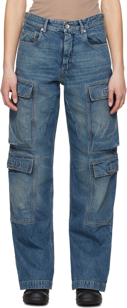 Rick Owens DRKSHDW Blue Hollywood Double Cargo Jeans 'Washed Indigo ...