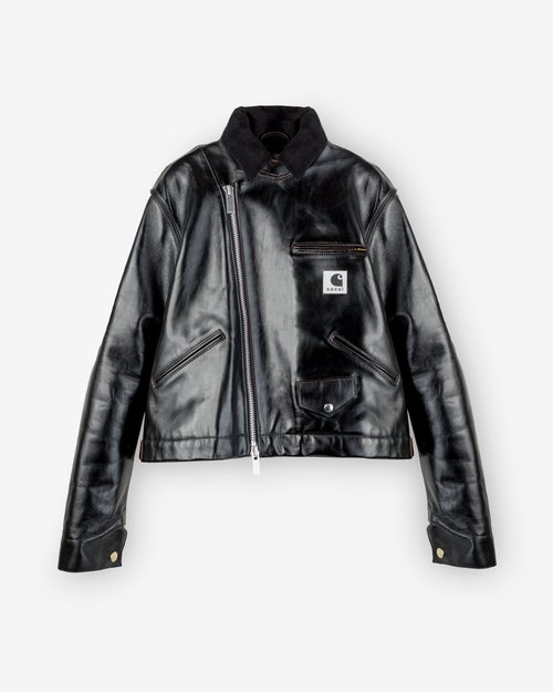 Sacai Carhartt WIP Leather Jacket 'Black' - 25-08082 | Solesense