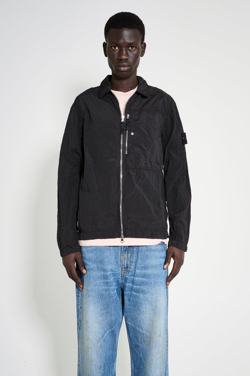 Stone Island Overshirt With Double Slider Zip Pocket 'Black ...