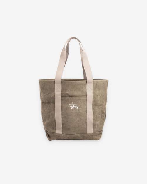 Stüssy Waxed Canvas Market Tote 'Stone' - 134277 | Solesense