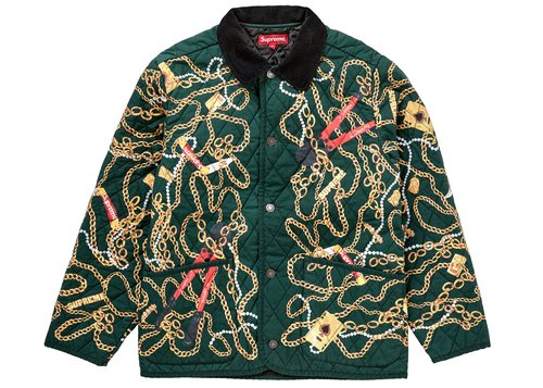 Supreme Chains Quilted Jacket 'Dark Green' | Solesense