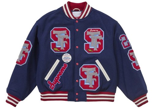 Supreme Drill Team Varsity Jacket 'Navy Blue' | Solesense
