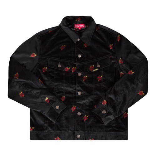 Supreme Velvet Trucker Jacket 'Black' - FW17J78 BLACK | Solesense